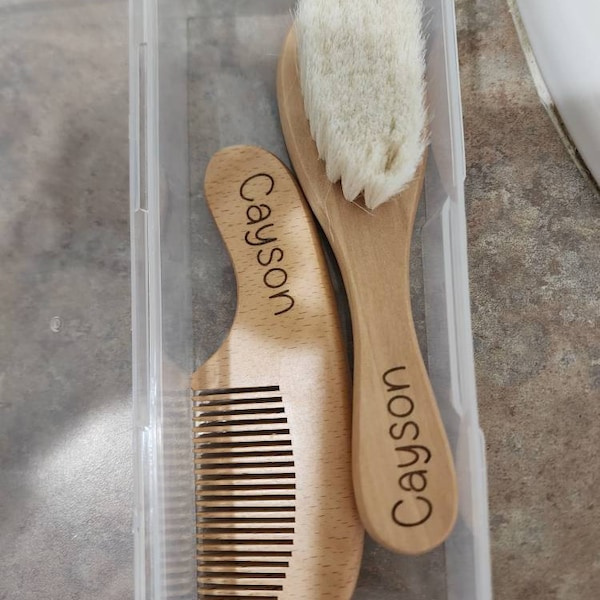Natural Wood Comb and Brush Set, Blank Brush and Comb, Engravable Brush ...
