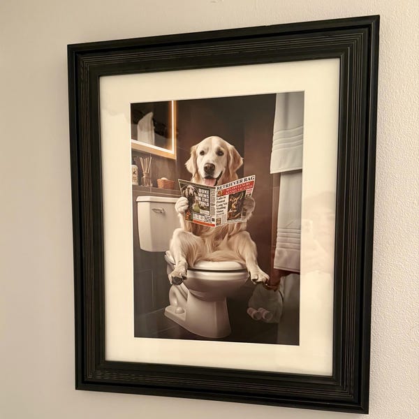 Brown Cockapoo on the Loo, Funny Toilet Humour Dog Print - Etsy