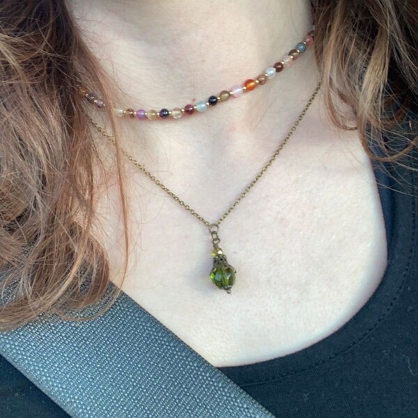 Beaded Boho Choker // Earthy Choker, Beaded Choker Necklace, Agate ...