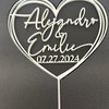 Wedding Cake Topper With a Heart and a Date, Personalized Cake Topper ...