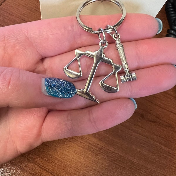 Scales of Law & Justice Keychain, Judges Gavel, Lawyer Keychain ...