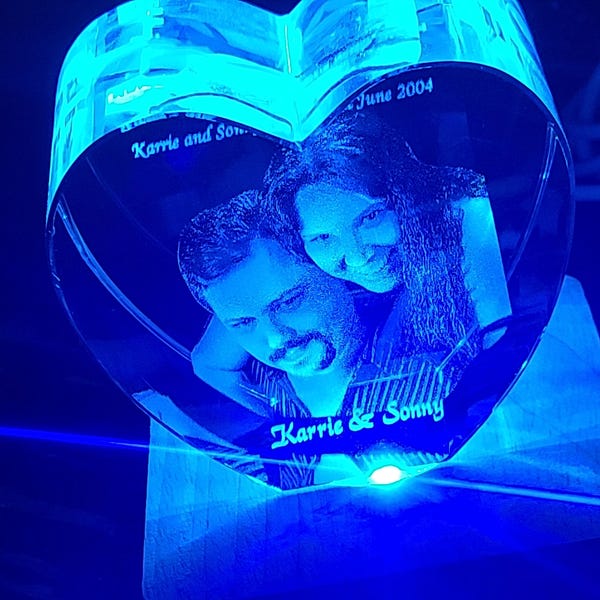 Custom 3D Crystal Photo Personalized Laser Engraved Keepsake Unique ...