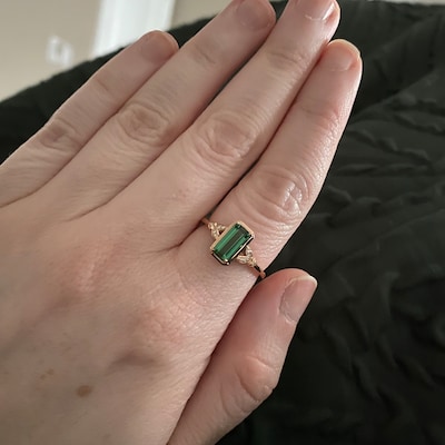 Cluster Natural Jade Band/18k Gold Real Jade Ring/unique Genuine Green ...