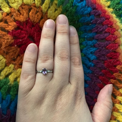 Tree Small Engagement Ring With Amethyst Tiny Silver - Etsy