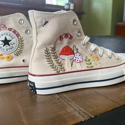 Embroidered Converse/mushroom Converse/embroidered Orange Mushrooms and ...