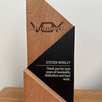 LEAF Personalised Wooden Acrylic Trophy Award Personalized Bespoke ...