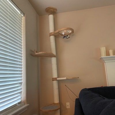 Cat Adjustable Tower Floor to Ceiling Cat Tower Wood Cat Tree Cat ...