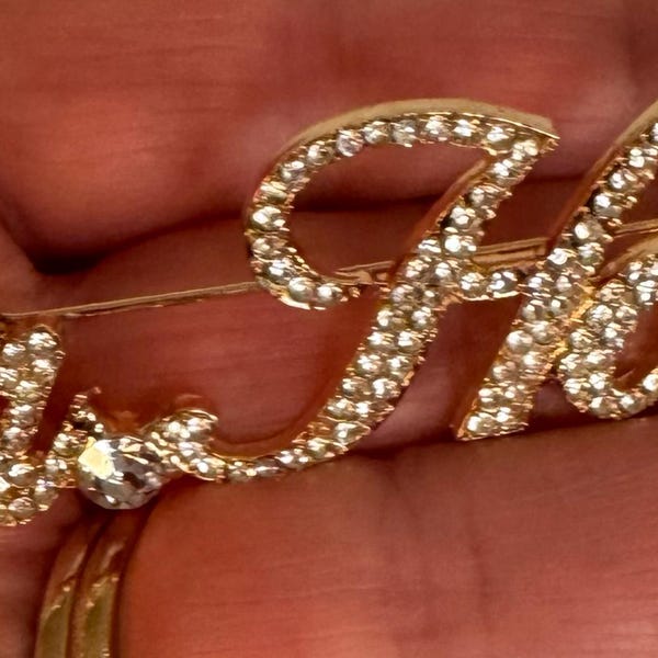 Handmade Bling-bling Stones Name Pins,personalised Script Letters Lapel ...