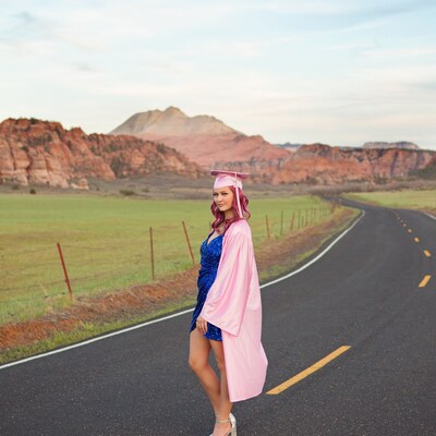 Shiny Light Blue Graduation Cap With Tassel 2024 Date Drop Blank Grad ...