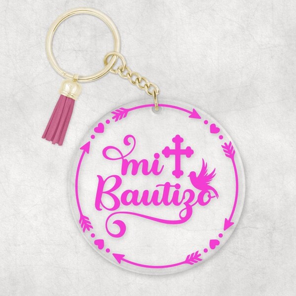 Round Acrylic Keychain With Long Chain and Tassel Mockup Add Your Own ...