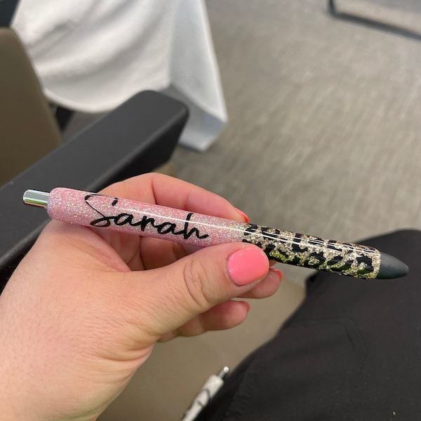 Personalized Glitter Pens, Refillable Glitter Pen, Leopard Print ...