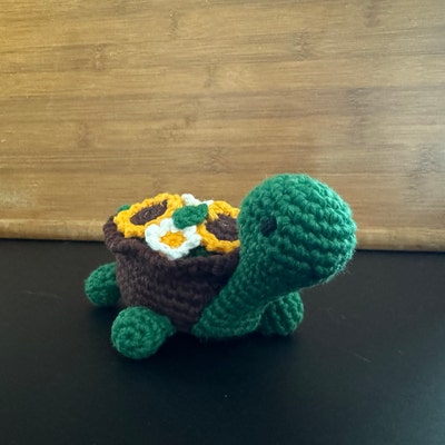 Crochet Pattern Turtle With Flowers, Mother's Day Gift Turtle, Crochet ...