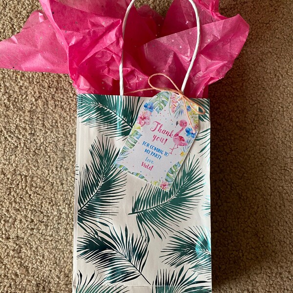 EDITABLE Flamingo Birthday Gift Tag Flamingo Pool Party Thank You Tag ...
