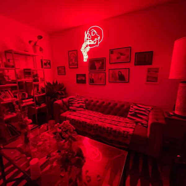 Smoking Skull Head Neon Sign Custom Handmade Art Neon Light White Vibes ...