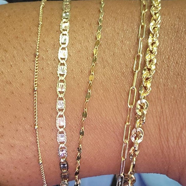 14K WHITE GOLD ANKLET 2.0MM Wide Double Curb Link 10 Inch Spring Ring ...