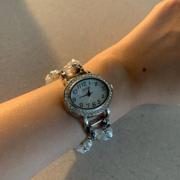 Women’s Adorable Black and Red Ladybug Beaded Stretch Watch Bracelet ...