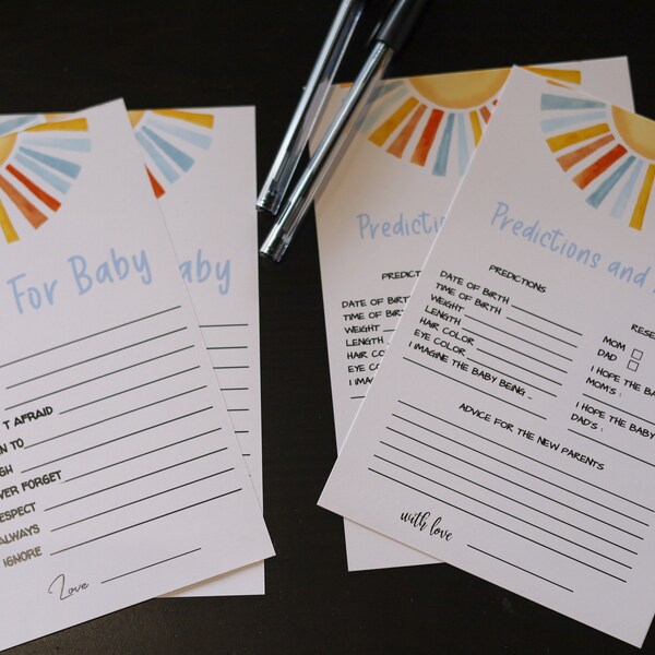 Sunshine Boy Baby Shower Game Bundle, Here Comes the Son, Editable Boho ...
