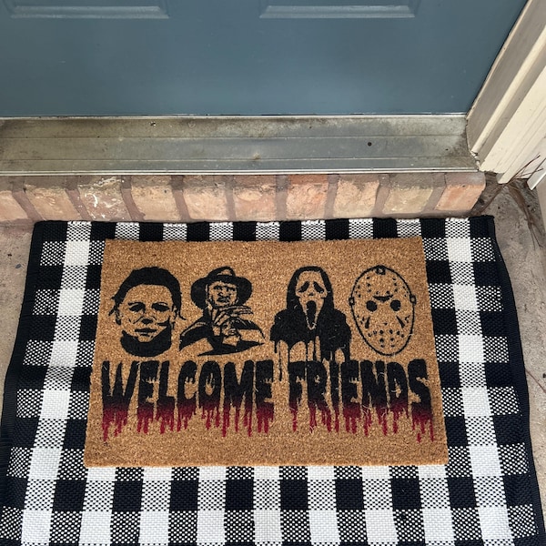 Checkered Ghost Doormat | Halloween | Fall | Custom Doormat | Holiday ...