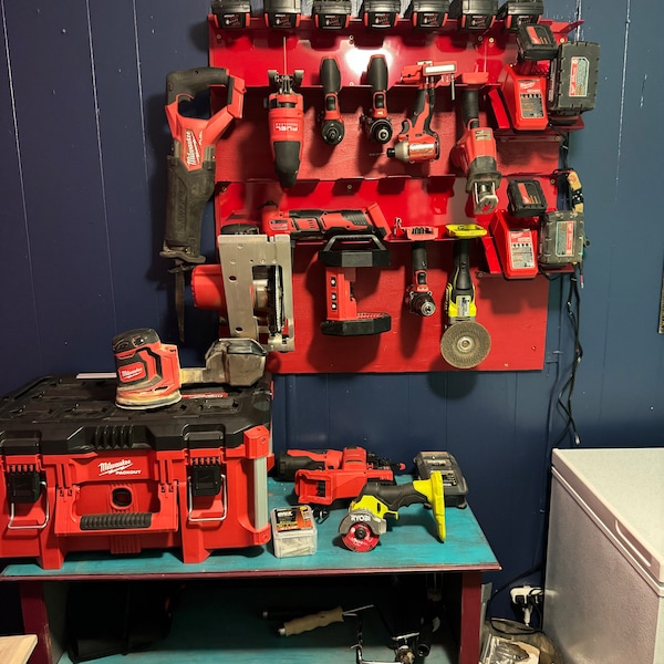 Milwaukee M18 Drill and Battery Shelf W 4 or 6 Slots - Cordless Drill ...