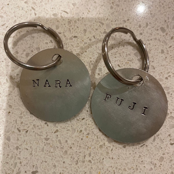 Custom Hand Stamped Dog Tags - Silver Handmade Engraved Typewriter Font ...