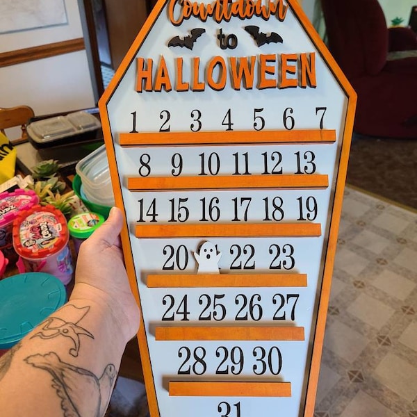 Countdown to Halloween Calendar With Moveable Ghost, Halloween Ghost ...