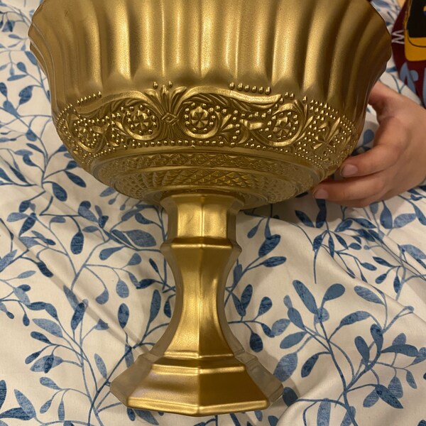 Gold Compote Bowl, Gold Compote Vase, Pedestal Vase, Wedding ...
