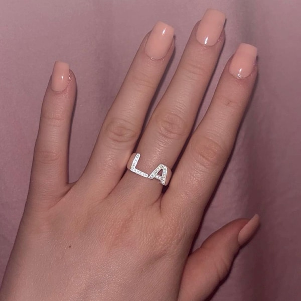 Initials Signet Ring, Gothic Letter, Custom Silver Ring, Personalized ...