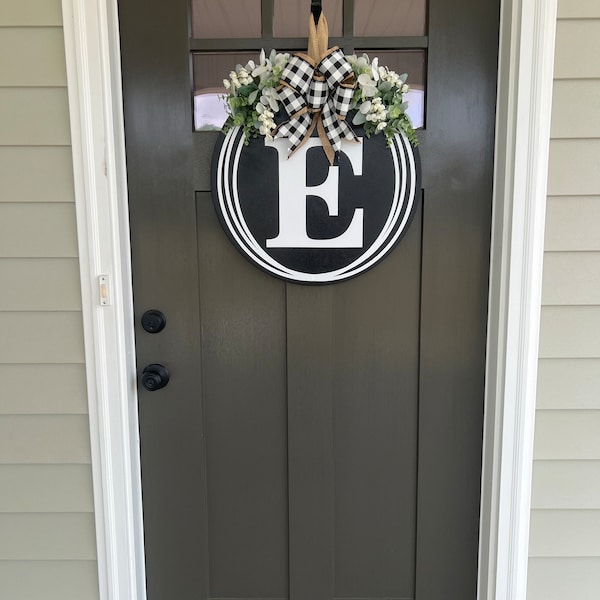 Front Door Decor | Last Name Initial | Personalized Door Wreath | Year ...