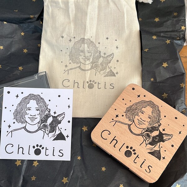 Custom Hand Carved Rubber Stamp Portrait, Handmade Personalized Face ...