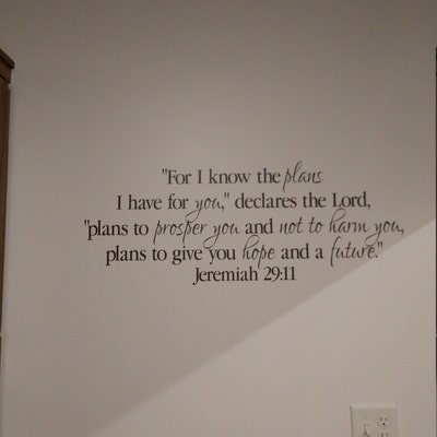 Jeremiah 29:11 Religious Bible Verse Vinyl Nursery Teen Wall Decor for ...