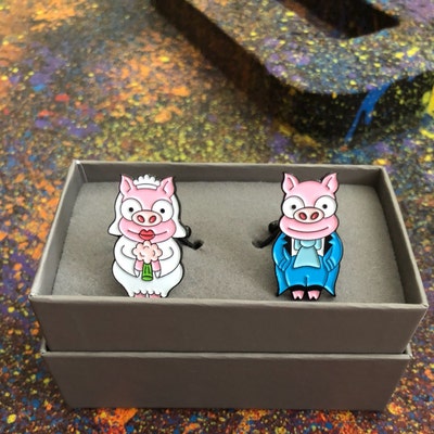 Simpsons Wedding Cuff Links Pig Bride and Groom Enamel - Etsy