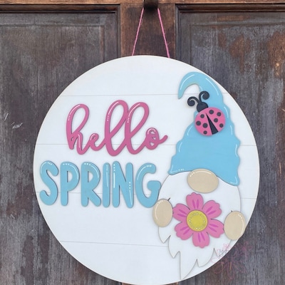 Spring Gnome Door Hanger Laser File, Spring Laser Cut Design SVG ...