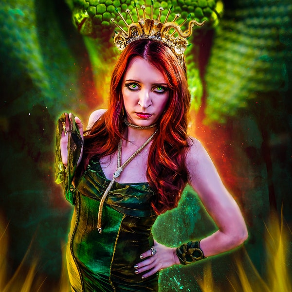 Medusa Crown Snake Queen Cleopatra Costume Headpiece Cobra Crown Spiked ...