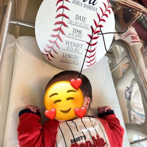 Baseball Birth Stat Sign Baby Name Sign Round Wooden Personalized Baby ...