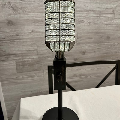 Illuminated Retro Microphone Lamp Metal Home Decor Vintage Microphone ...