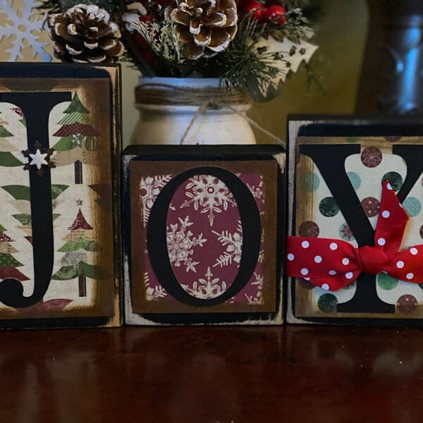 Joy Christmas Sign Word Blocks - Etsy