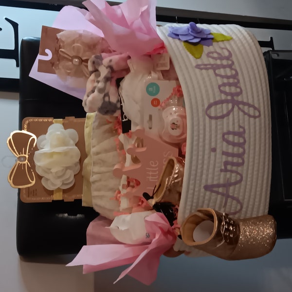 Personalized or Plain Baskets, Baby Gift Baskets With Names and Flowers ...