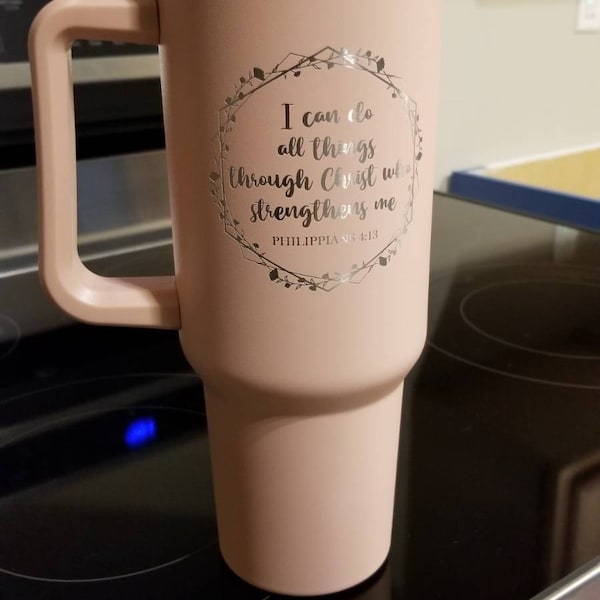 Personalized 40oz Tumbler, Custom Engraved Travel Mug With Handle ...