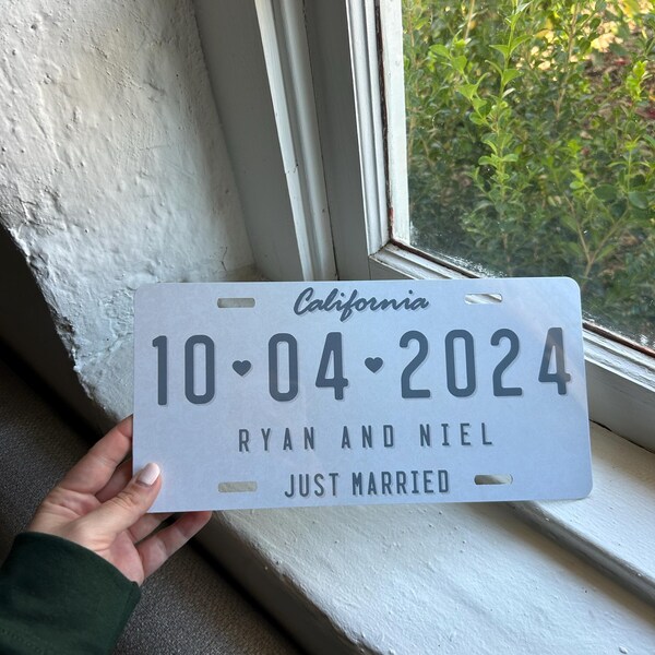 Wedding License Plate - Just Married Mr and Mrs - Wedding Car License ...