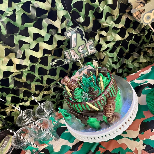 Camo Cake Topper, Camo Birthday, Camo Theme, Camo Party, Military Cake ...