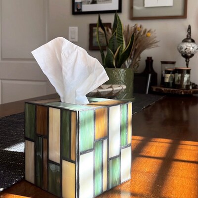 Kaleidoscope Stained Glass Tissue Box Cover - Etsy