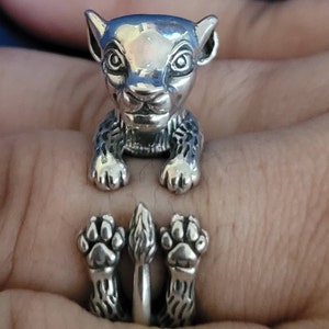 Handmade Cute Poodle Cuddle Wrap Ring Sterling Silver 14k | Etsy