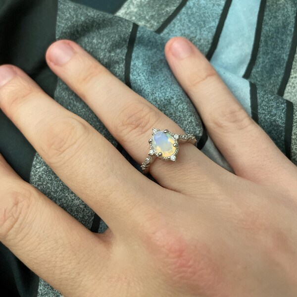 Enchanted Moonstone Ring, Promise Ring, Simple Ring,rainbow Moonstone ...