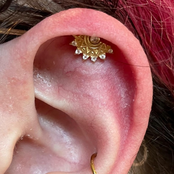 14K Solid Gold Hinge Hoop Earring, Daith Earring, Gold Nose Ring, Hoop ...