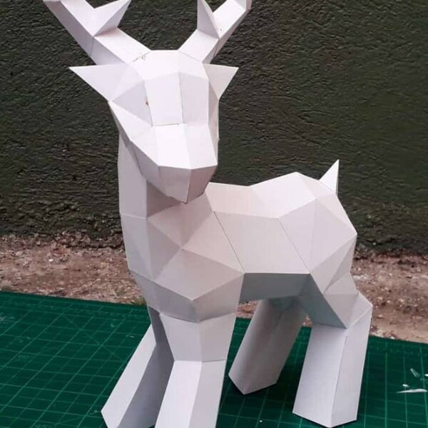 Deer Paper Model ,papercraft , DIY , Low Poly , PDF Papercraft , Deer ...