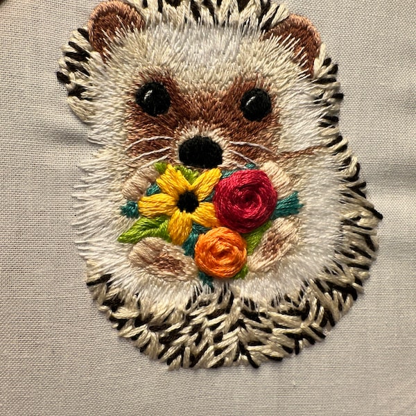 DIY Cute Hedgehog Hand Embroidery Kit, Animal Thread Painting Pattern ...