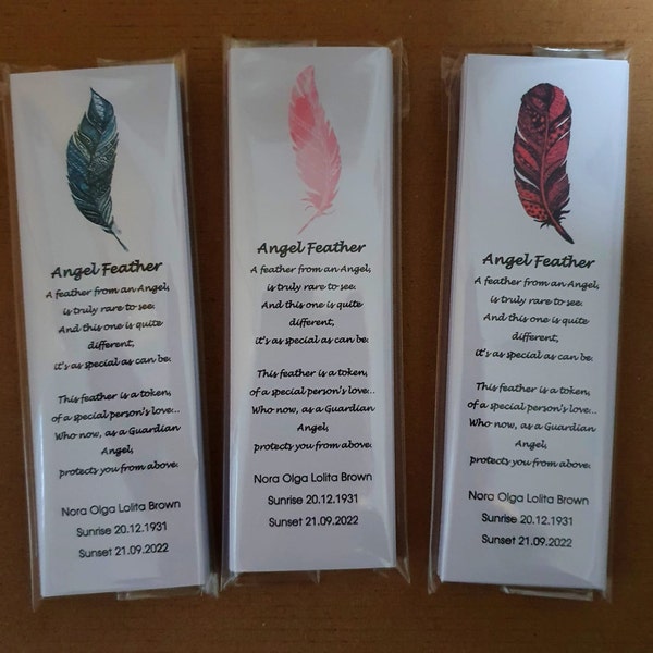 In Loving Memory Funeral Memorial Bookmarks - 12 PACK Personalised - Etsy