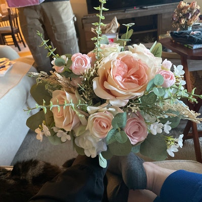 Dusty Pink Bridal Bouquet, Classic Wedding Rose Bouquet, Rustic Boho ...