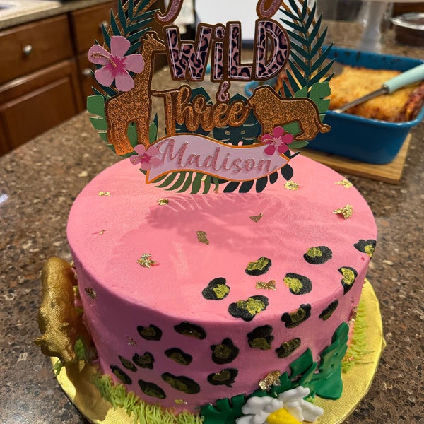 Young Wild & Three Cake Topper, Birthday Cake Topper, Personalize Age ...