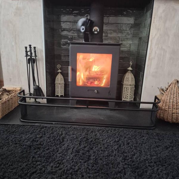 Black Low Fireside Steel Fender Guard, Two Sizes Available, Fireside ...